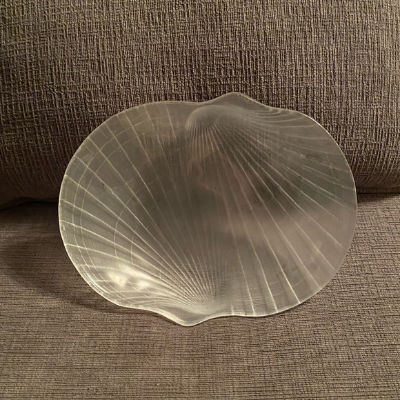 Vintage | Accents | Vintage Dish Frosted Double Clam Shell Shaped Art ...